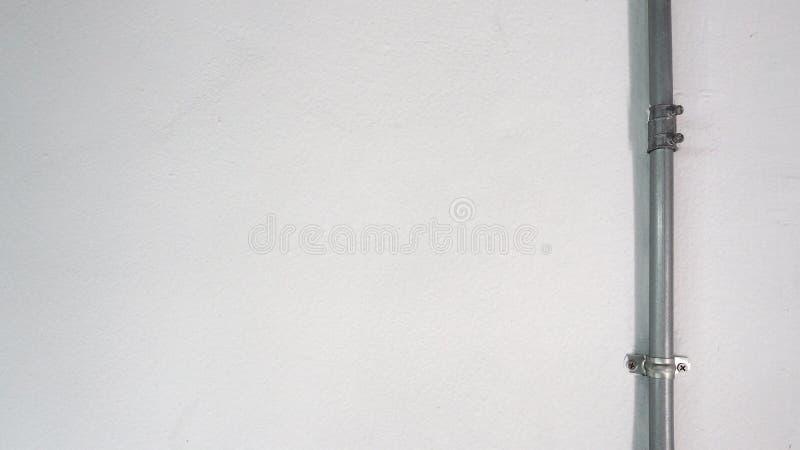 Old Silver Steel Pipe and White Texture Wall. Stock Image - Image of ...