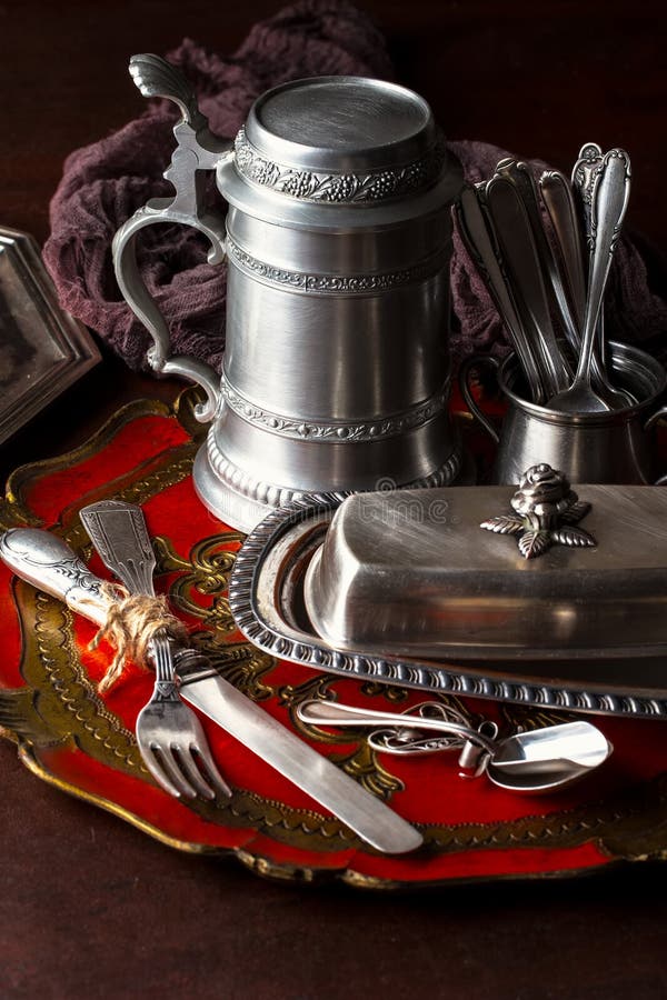 Old silver ware stock photo. Image of kitchen, flea - 110620958