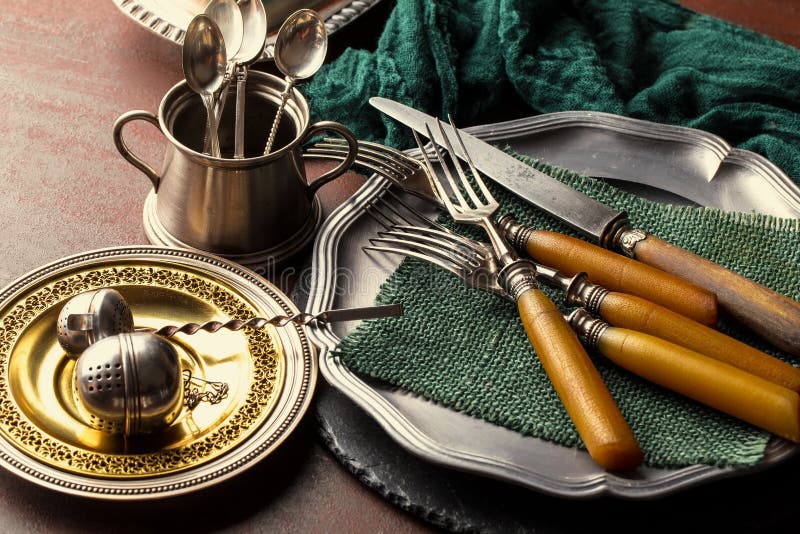 Old silver ware stock photo. Image of antique, metal - 53279328