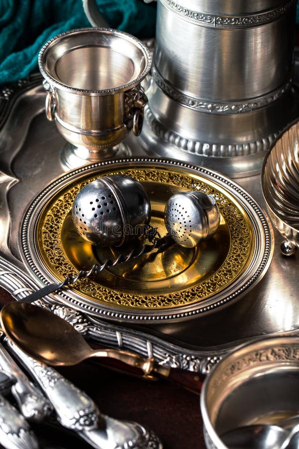 Old silver ware stock image. Image of celebration, decorative - 110620815