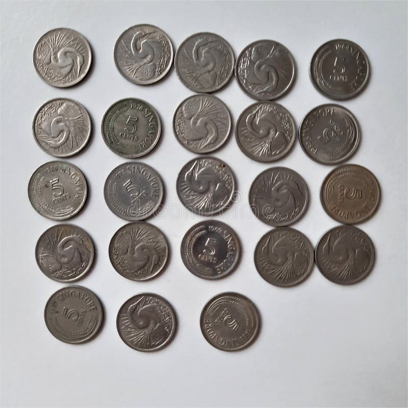 Old Singapore 5cent Coins with Front and Back Shot Stock Photo - Image ...