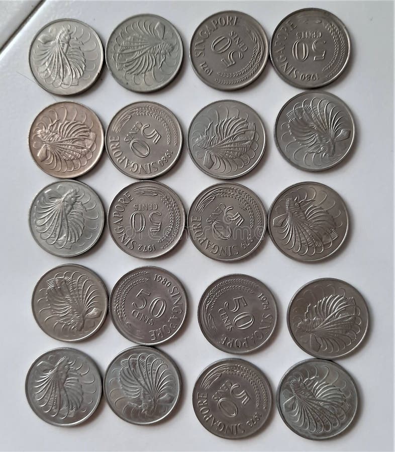 Old Singapore 50cent Coins with Front and Back Shot Stock Photo - Image ...
