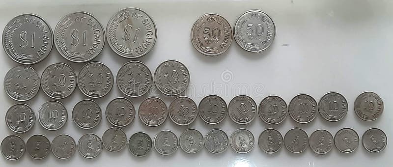 Old Singapore Coins Currency in Different Shape and Size Stock Photo ...