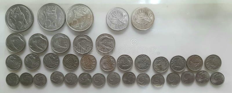 Old Singapore Coins Currency in Different Shape and Size Stock Image ...