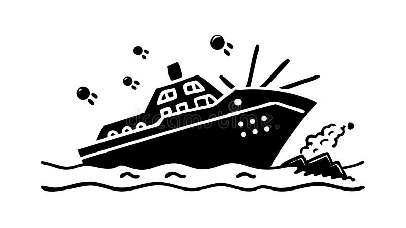 Old Sinking Ship with Ghosts, Haunted Wreck, Vector Design Generative ...