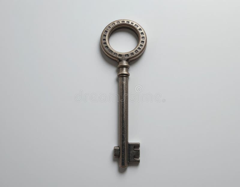 Old Skeleton Key on White Background Antique Access Solution Concept ...