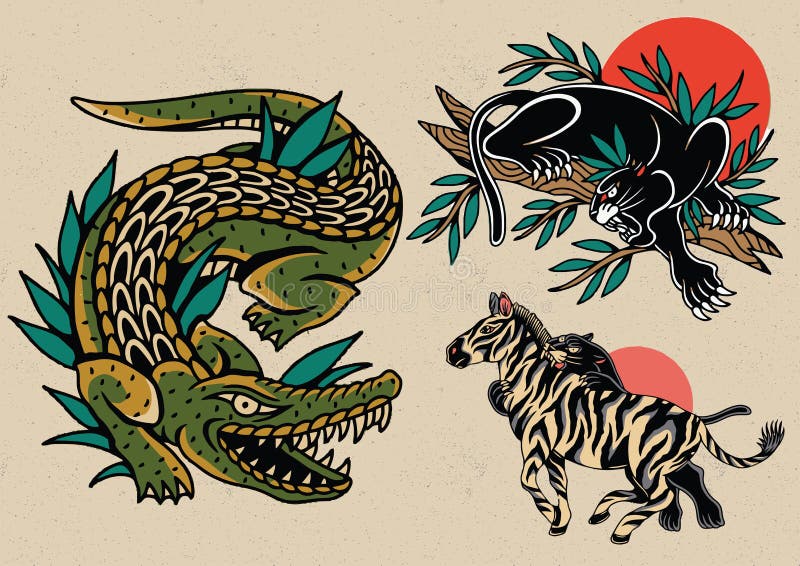 Old Skool Tatoo flash set stock vector. Illustration of graphic - 250263881