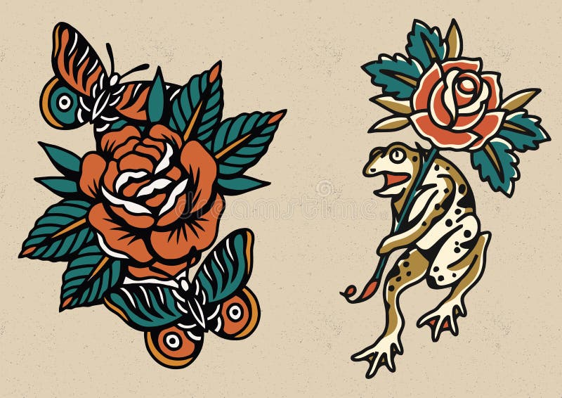 Old Skool Tatoo flash set stock vector. Illustration of death - 254046908