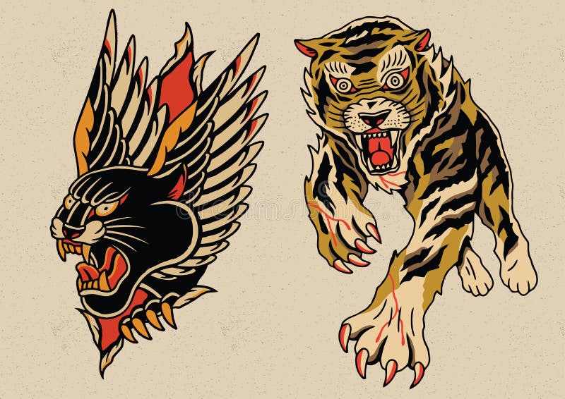 Old Skool Tatoo flash set stock vector. Illustration of hardcore ...