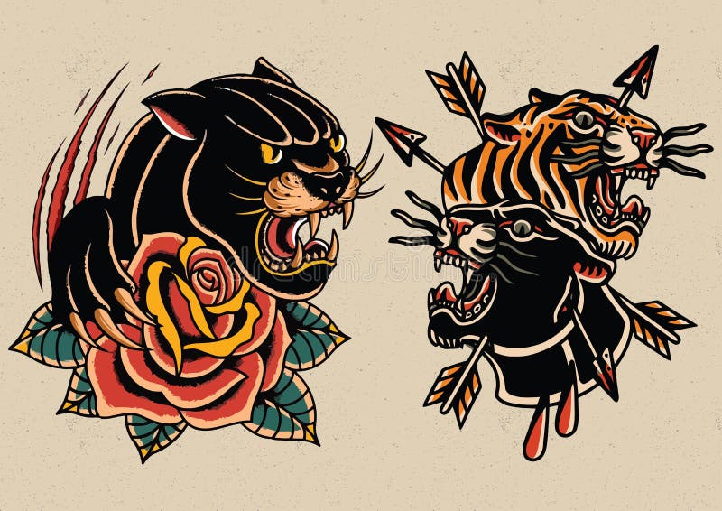 Old Skool Tatoo flash set stock vector. Illustration of diamond - 252535936