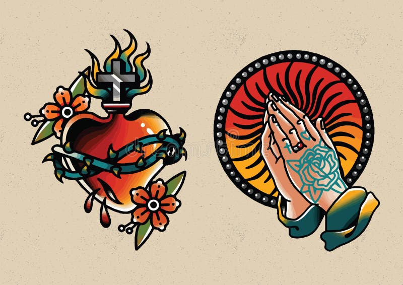 Old Skool Tattoo Flash Set Vector Illustration Poster Template Stock ...