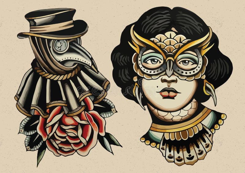 Old Skool Tatoo flash set stock vector. Illustration of graphic - 253988288