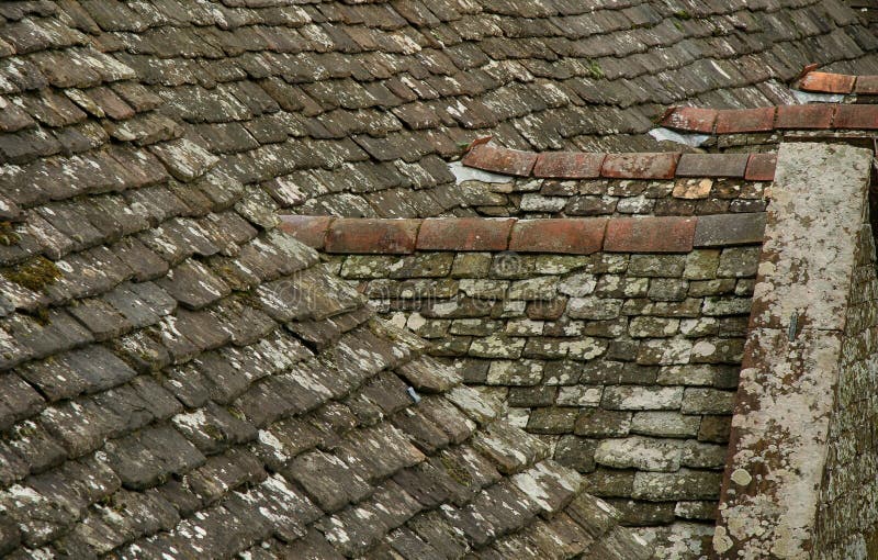 Old Slate and Stone Tile Rooftop Stock Image - Image of study ...