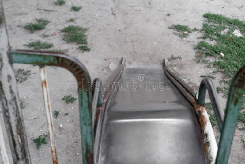Old Playground with a Metal Slide Stock Photo - Image of vintage ...