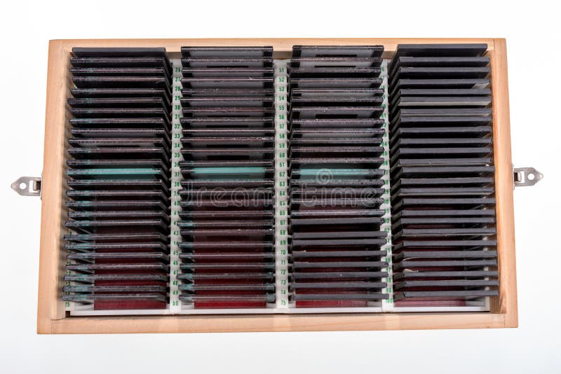 Old Slides in a Wooden Box with Numbers Stock Photo - Image of frame ...