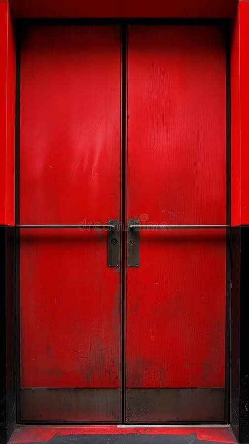 Old sliding metal red door stock photo. Image of entrance - 313072810