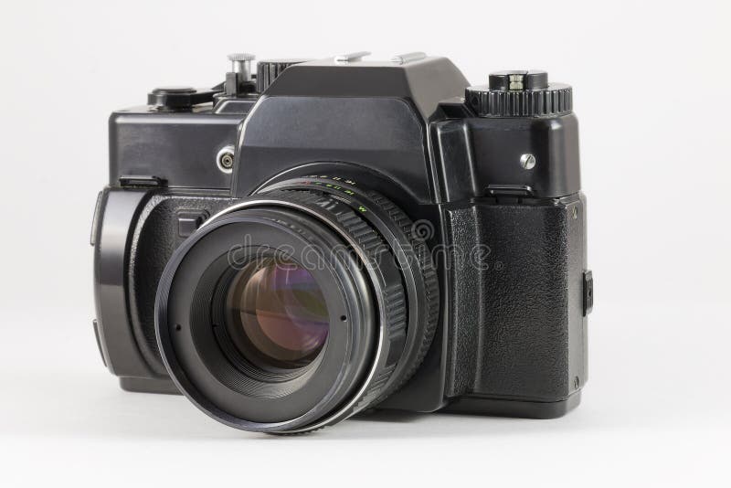 Old Black SLR Camera with Open Back Cover Stock Image - Image of ...