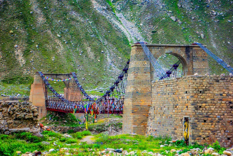Old Small Bridge through a River in a Tropical Mountain Stock Image ...