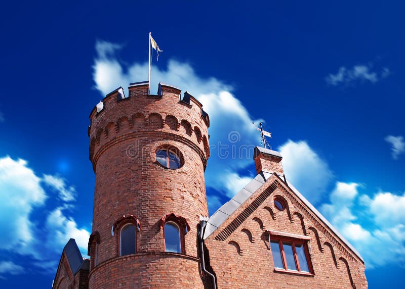 Old Small Castle with Blue Sky Stock Image - Image of cloudy ...