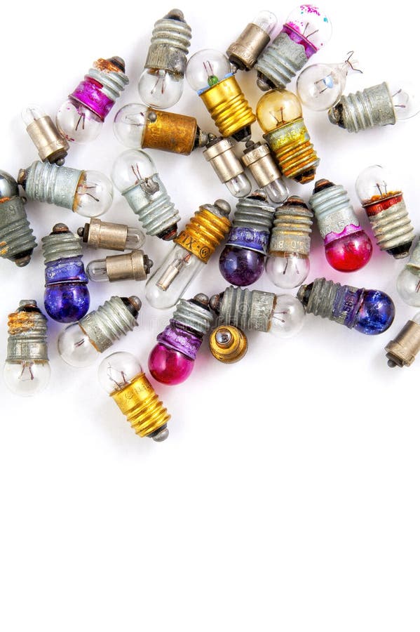 Old Small Colored Light Bulbs White Background Stock Photos - Free ...