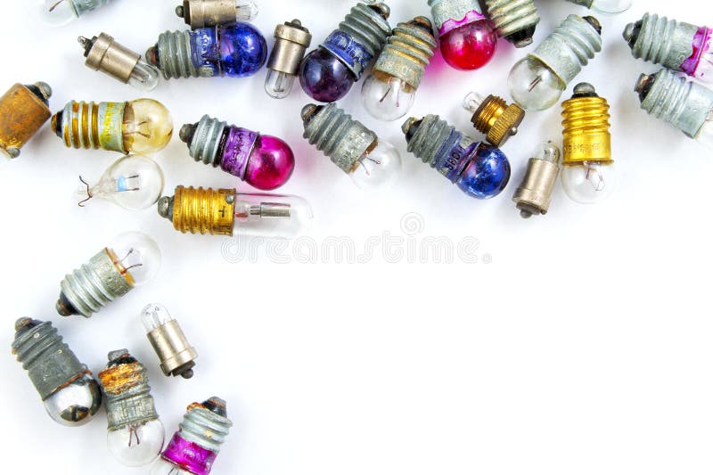 Old Small Colored Light Bulbs White Background Stock Photos - Free ...