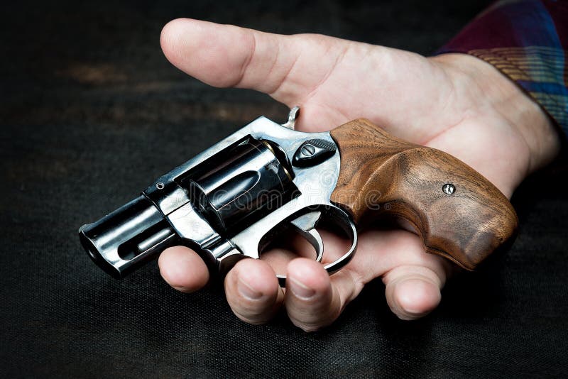 Small Revolver Gun in Female Hand Stock Image - Image of real, police ...