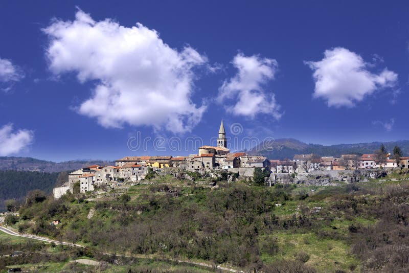 Buzet Old Town, Croatia Over Morning Clouds. Stock Image - Image of ...