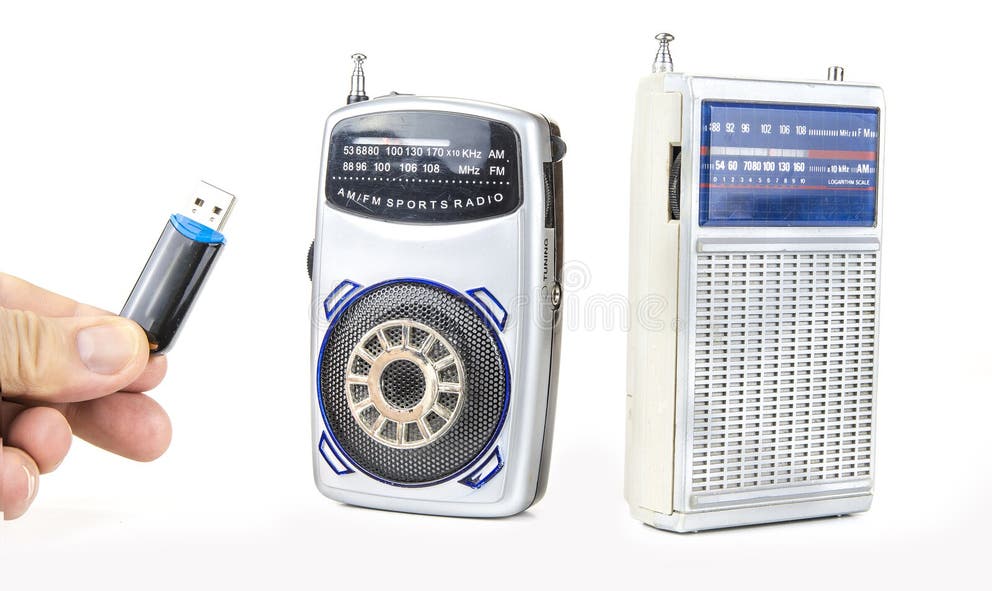 Old and Small Transistor Radio on Battery with USB Key Stock Photo ...