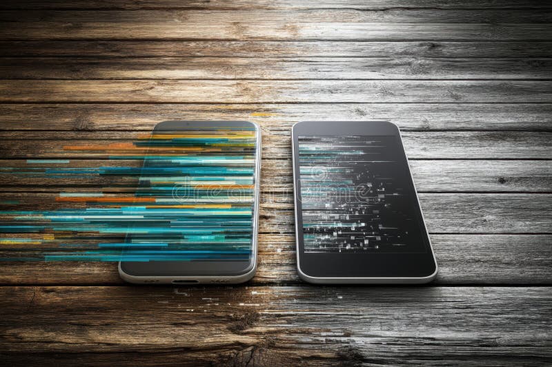 Old Smartphone beside New Smartphone Representing Technological ...