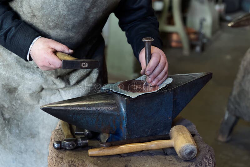 Old Smith Chieseling Copper Sheet Stock Photos - Free & Royalty-Free ...