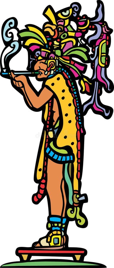 Old Smoking Mayan God stock vector. Illustration of headdress - 16504518
