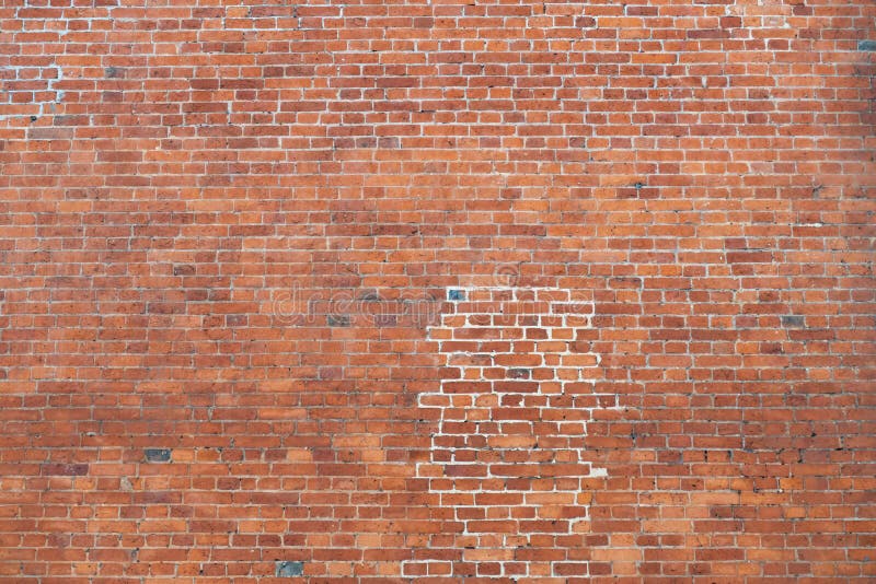Old Smooth Red Brick Masonry with Traces of Restoration, Marked with ...