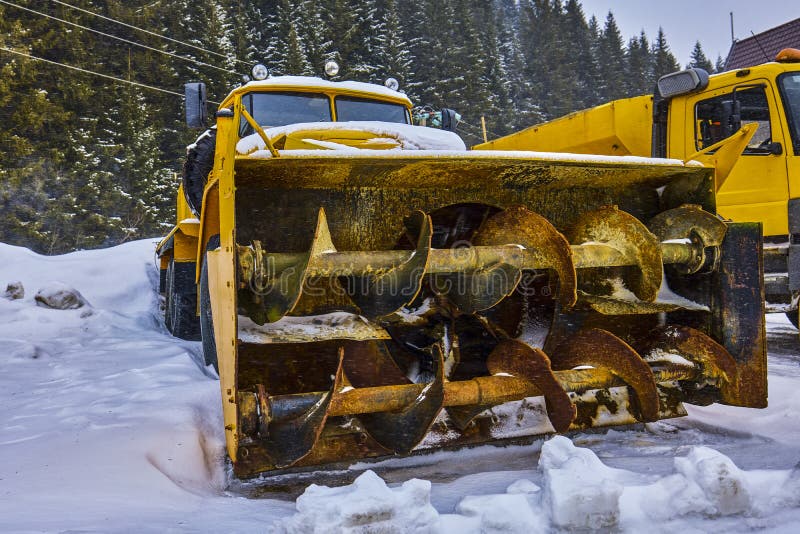 Old snow machine parked stock image. Image of tractor - 213701709