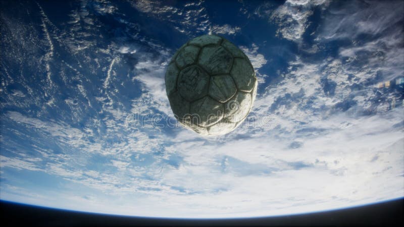 Old Soccer Ball in Space on Earth Orbit Stock Video - Video of moon ...