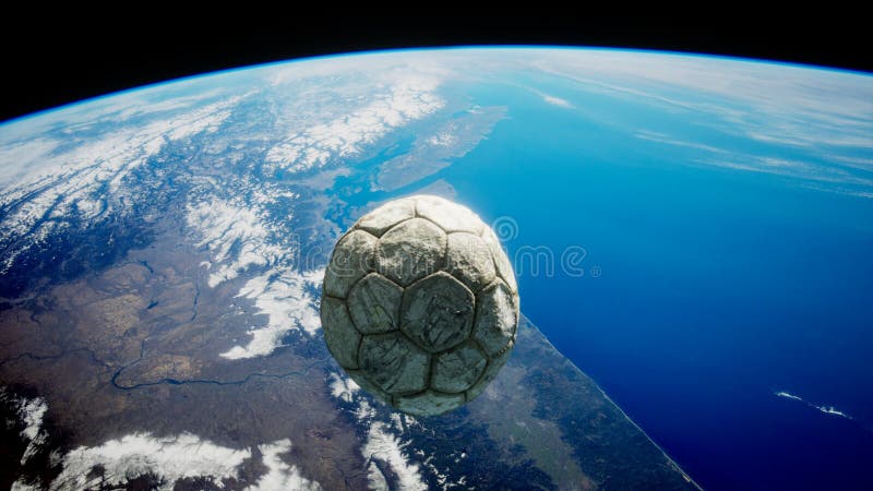 Old Soccer Ball in Space on Earth Orbit Stock Video - Video of game ...