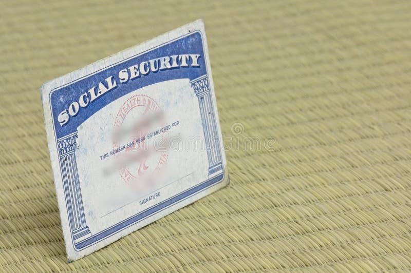 Old Social Security Card on Straw Table Stock Image - Image of document ...