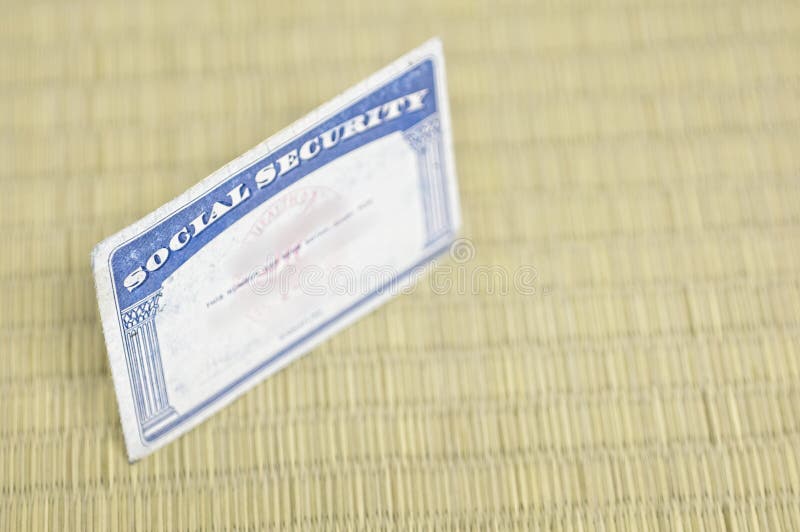 Old Social Security Card on Straw Table Stock Photo - Image of security ...