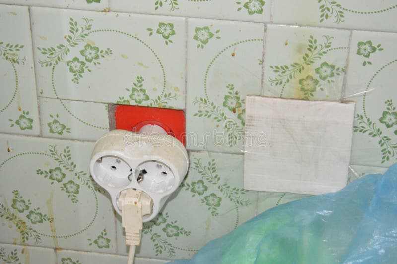 Old Socket for Connecting the Electrical Plug of the Equipment Stock ...