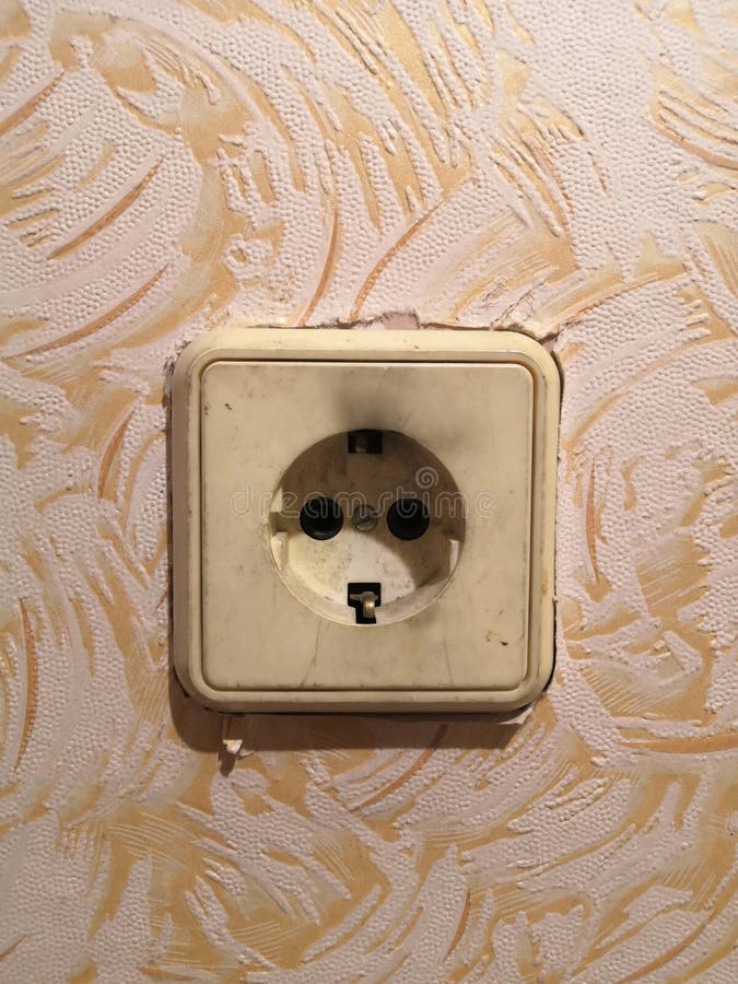 Old socket in the wall stock image. Image of electricity - 200054343