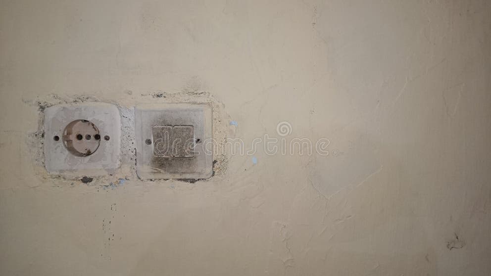 Old Sockets and Switches on the Wall Kuning Stock Image - Image of wall ...