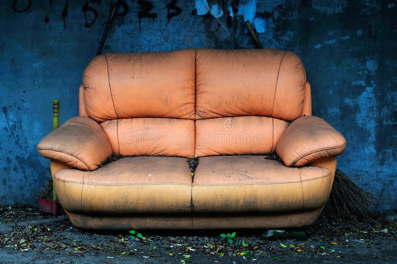 Old Sofa Discarded in an Alley Stock Photo - Image of furniture, alley ...