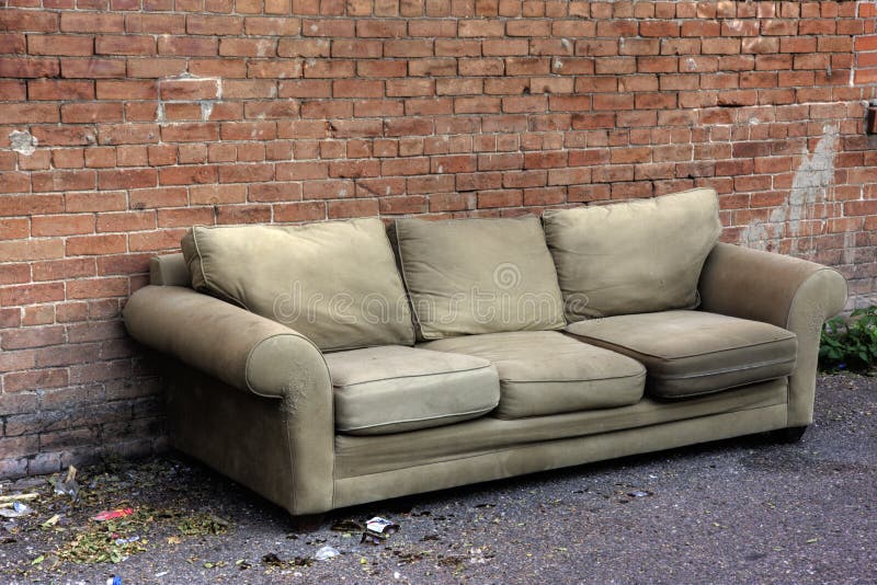 Old Sofa Discarded in an Alley Stock Photo - Image of furniture, alley ...