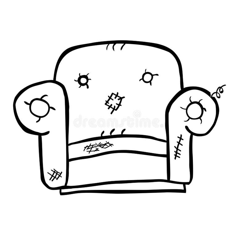 Old Sofa, Simple Vector Hand Draw Sketch Doodle Stock Vector ...
