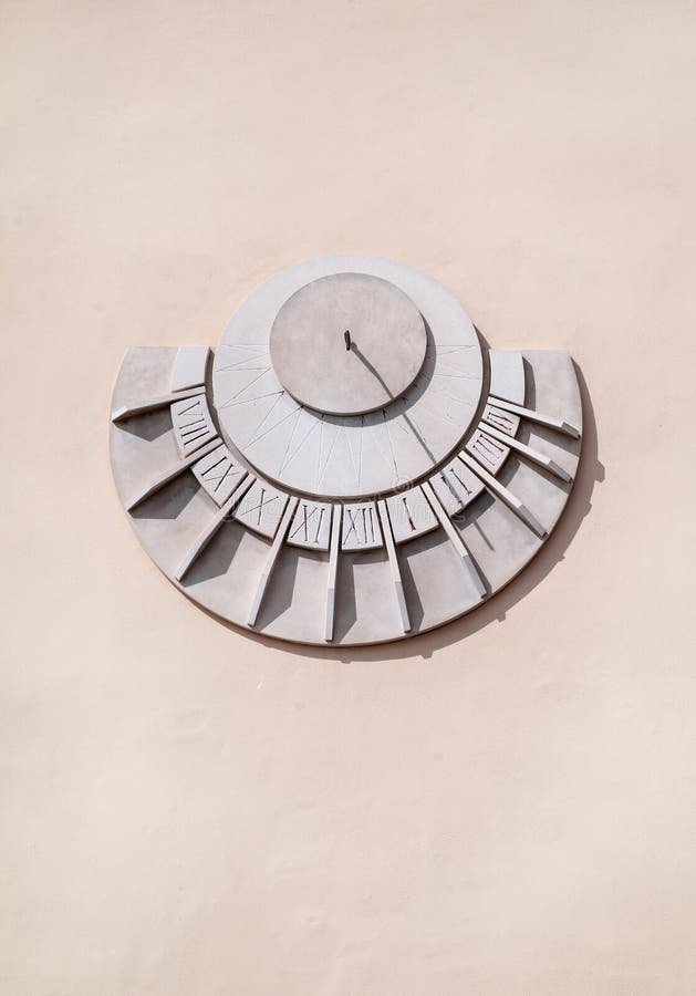 Old Solar Clock on a White Wall Stock Image - Image of numeral, dial ...