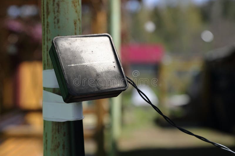 The Old Solar Panel for Lighting on the Pole Stock Image - Image of ...