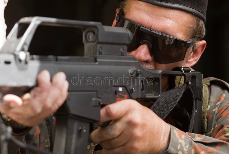 Old soldier with a gun stock image. Image of donetsk - 25943315