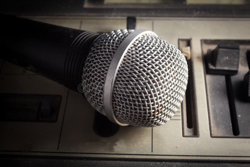 Old Sound Player with Microphone. Stock Photo - Image of control ...