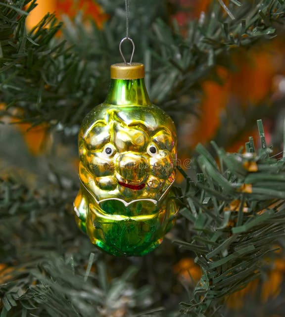 An Old Soviet Christmas Tree Toy of Corn Cob Hangs on a Christmas Tree ...