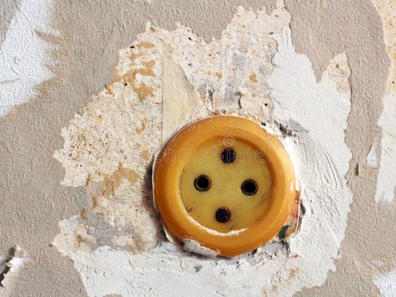 The Old Soviet Electric Power Socket Stripped the Wall Stock Photo ...