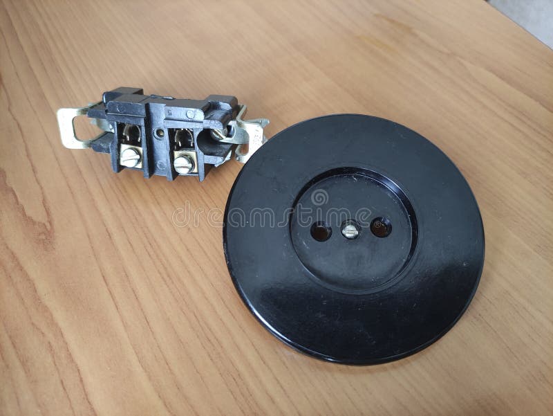 Old Soviet Electrical Socket on a Wooden Table Stock Image - Image of ...